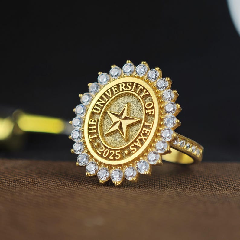 Personalized University Graduation Ring in Silver & Gold – Custom ...