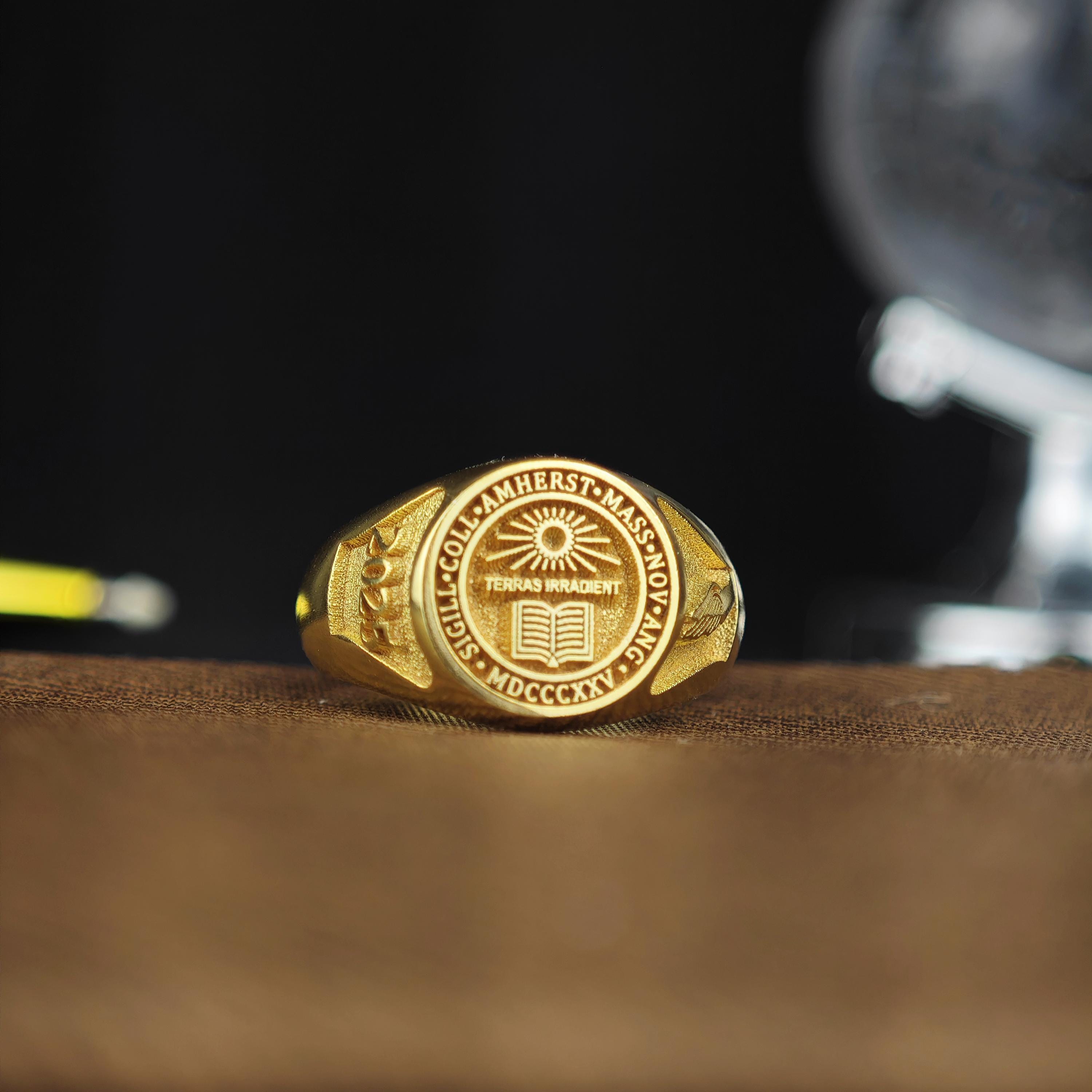 Custom Engraved Initial Signet Ring - Gold & Silver Personalized ...