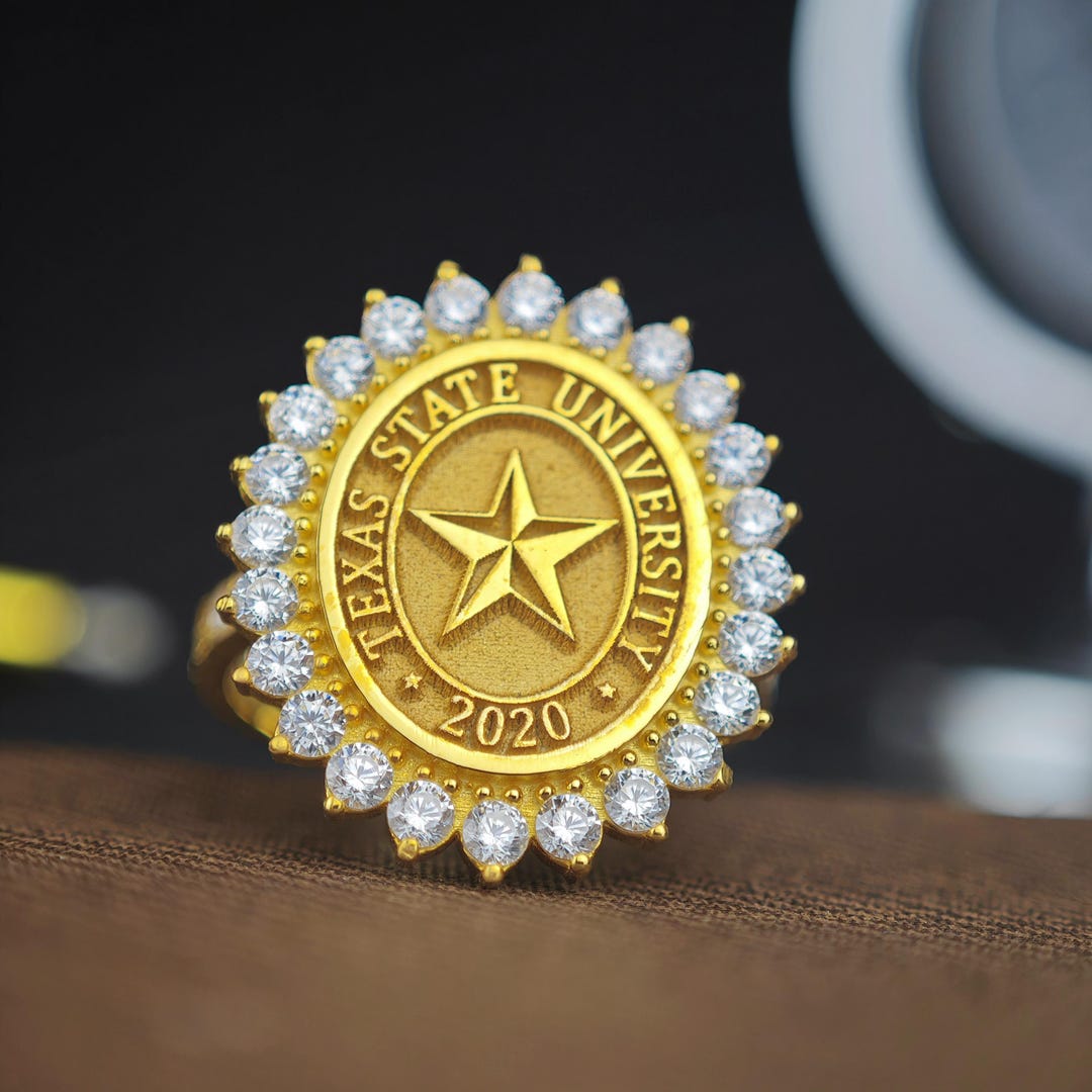 Custom Silver & Gold Graduation Rings – Personalized University Class ...