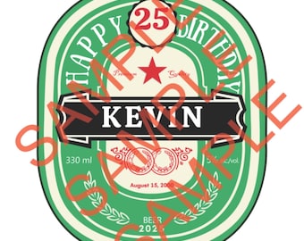 Digital Personalized Heineken Beer Label for Cakes (editable) - Etsy