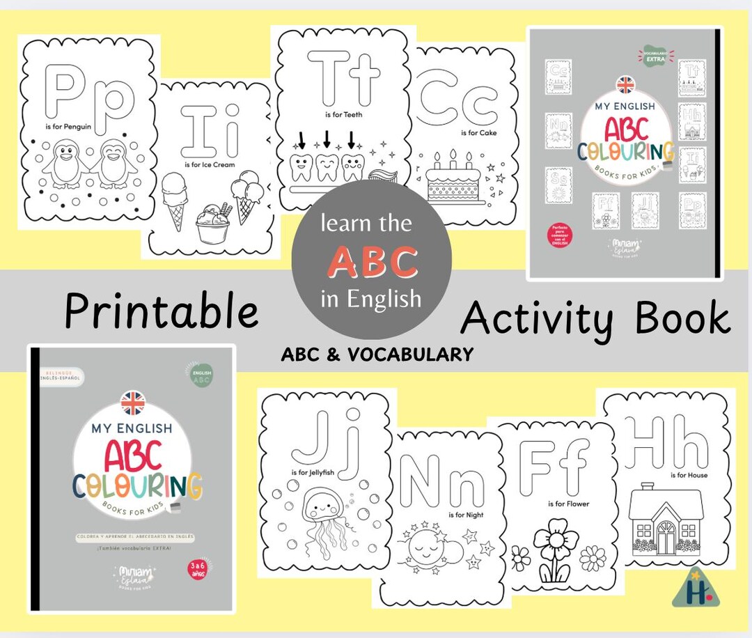 ABC Coloring Book in English for Kids | Alphabet Coloring + Vocabulary ...