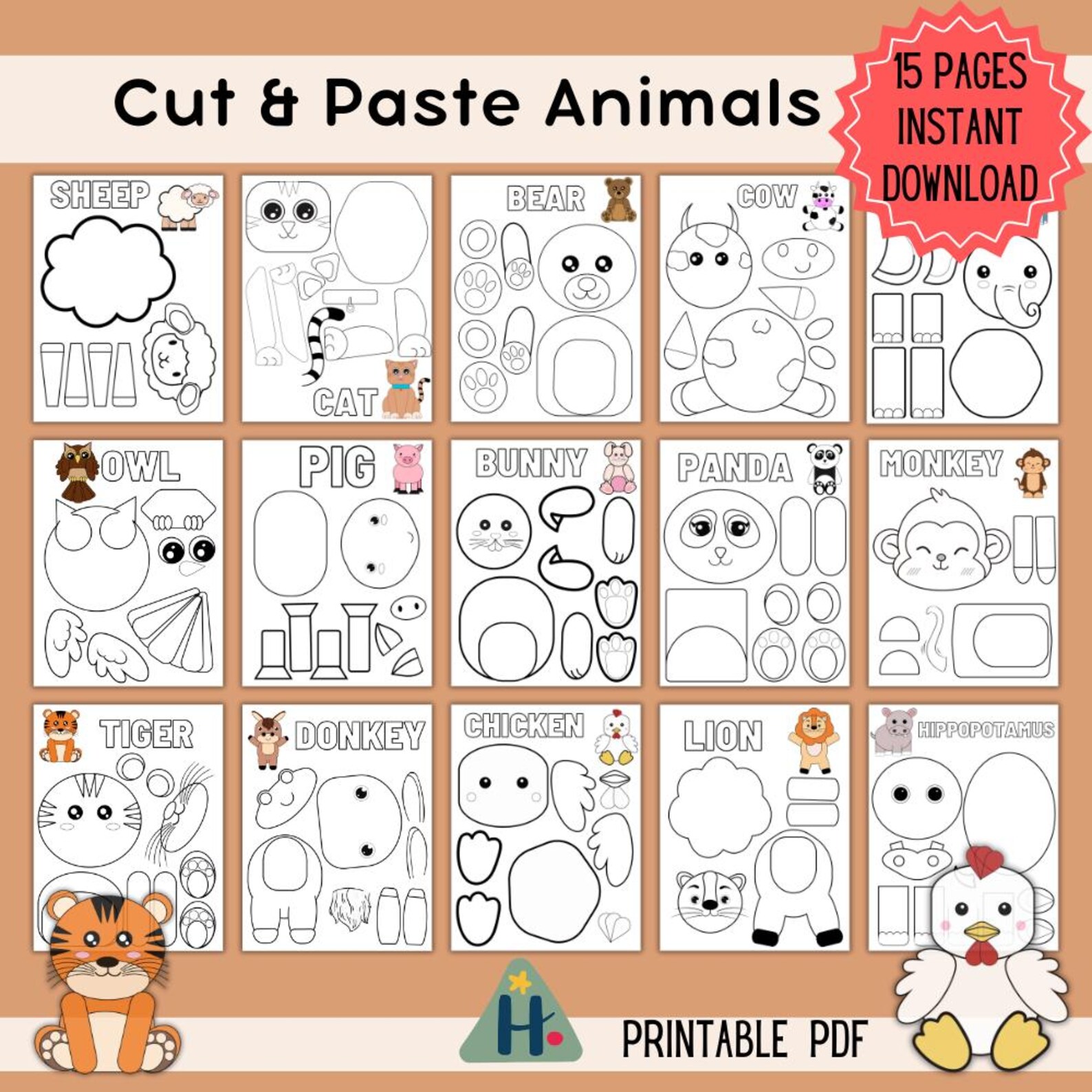 Cut and Paste Animal Crafts for Kids | Build a Pet Printable PDF ...