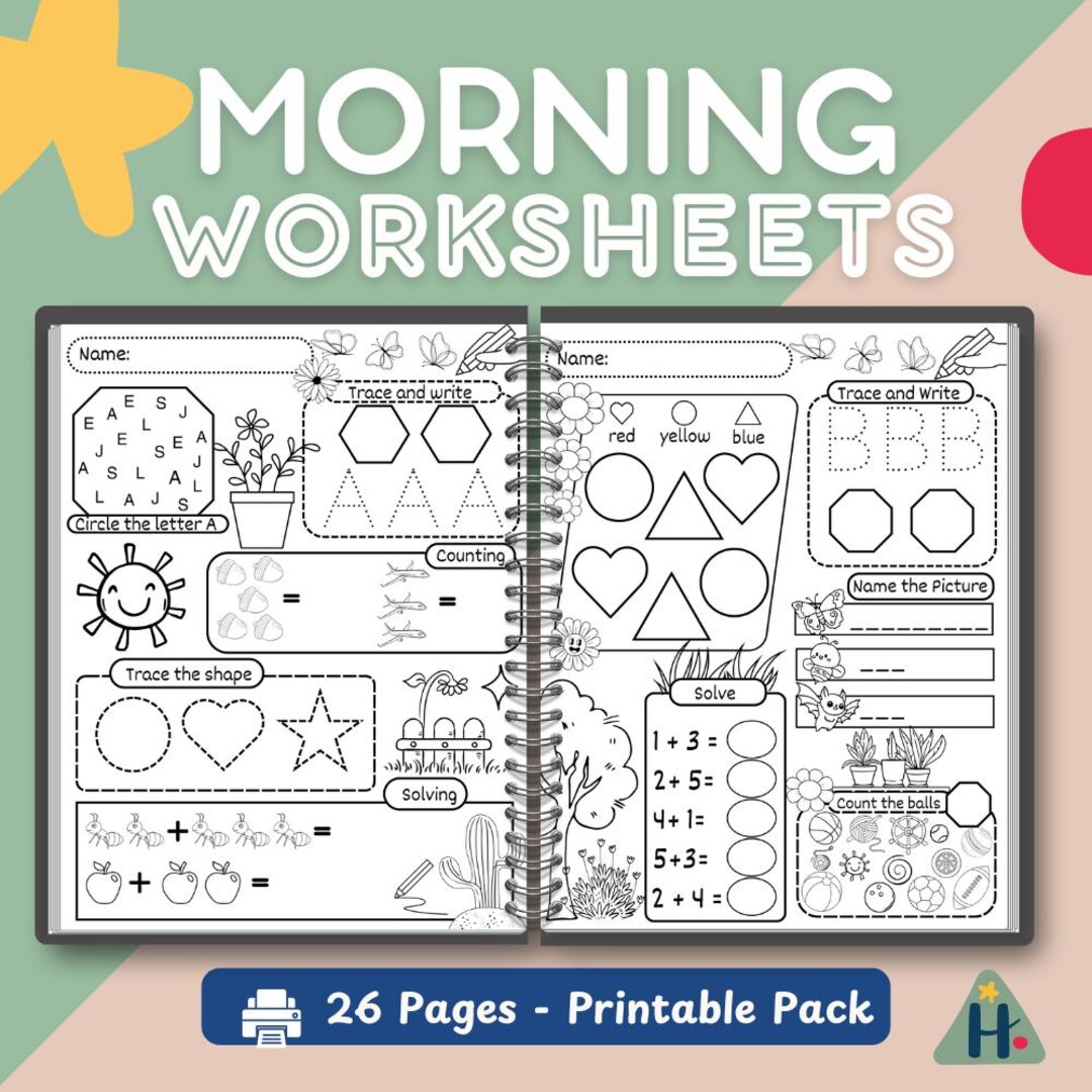 Kindergarten Morning Workbook | 26 Printable Pages of Tracing, Letters ...