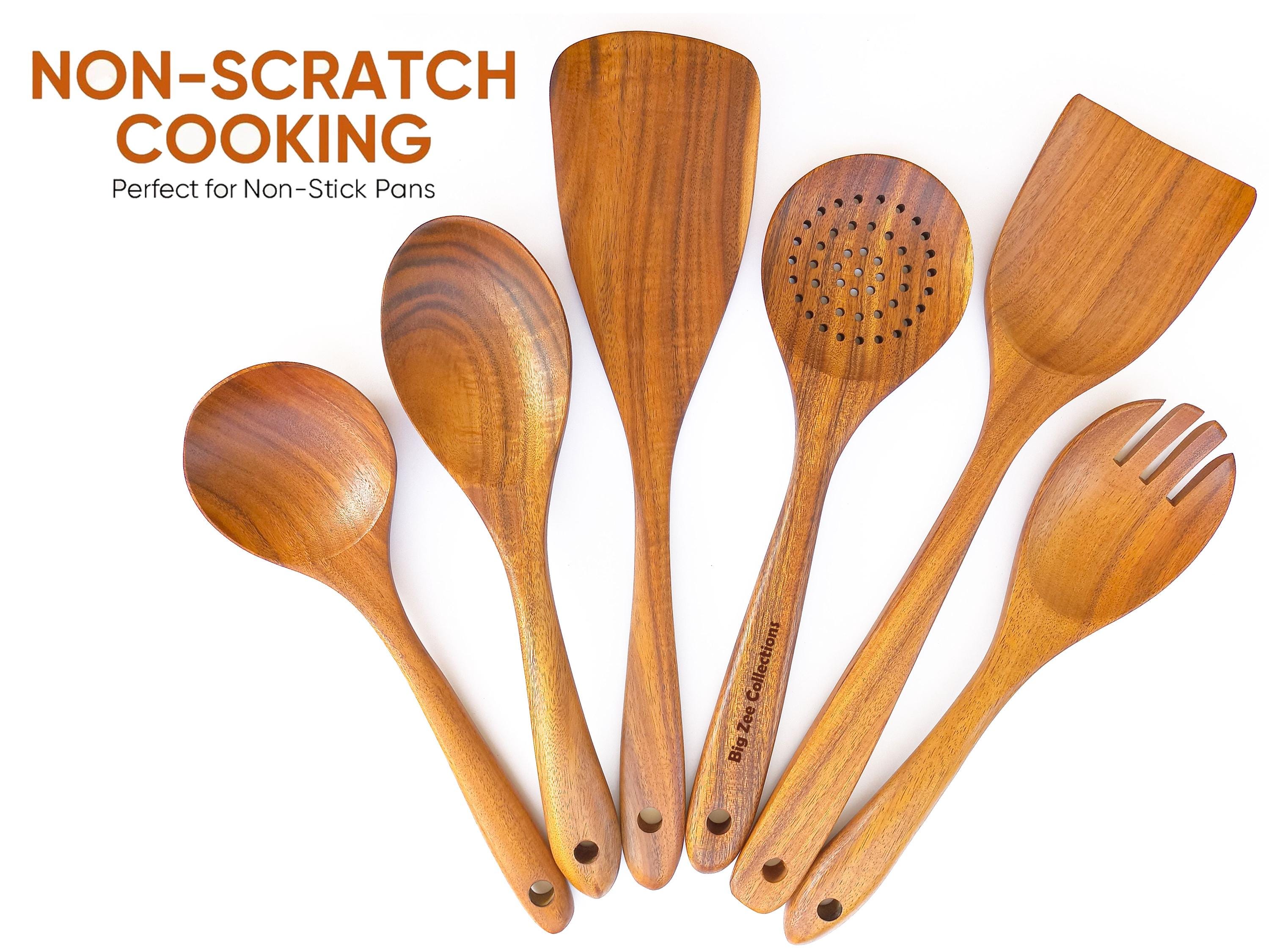 Hand-crafted Wooden Spoon Set – 6 Pcs | Rustic Kitchen Utensils ...