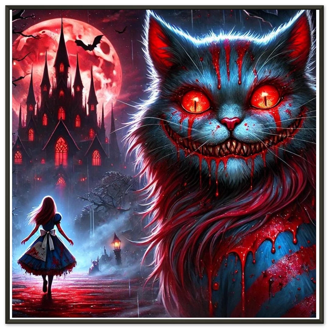 Morbid Cheshire Cat Gothic Wall Art – Dark Fantasy Horror Print ...