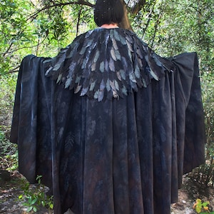 Raven Plumes Cloak Lord Fantasy Mage Sciaman , Made to Order, Custom ...