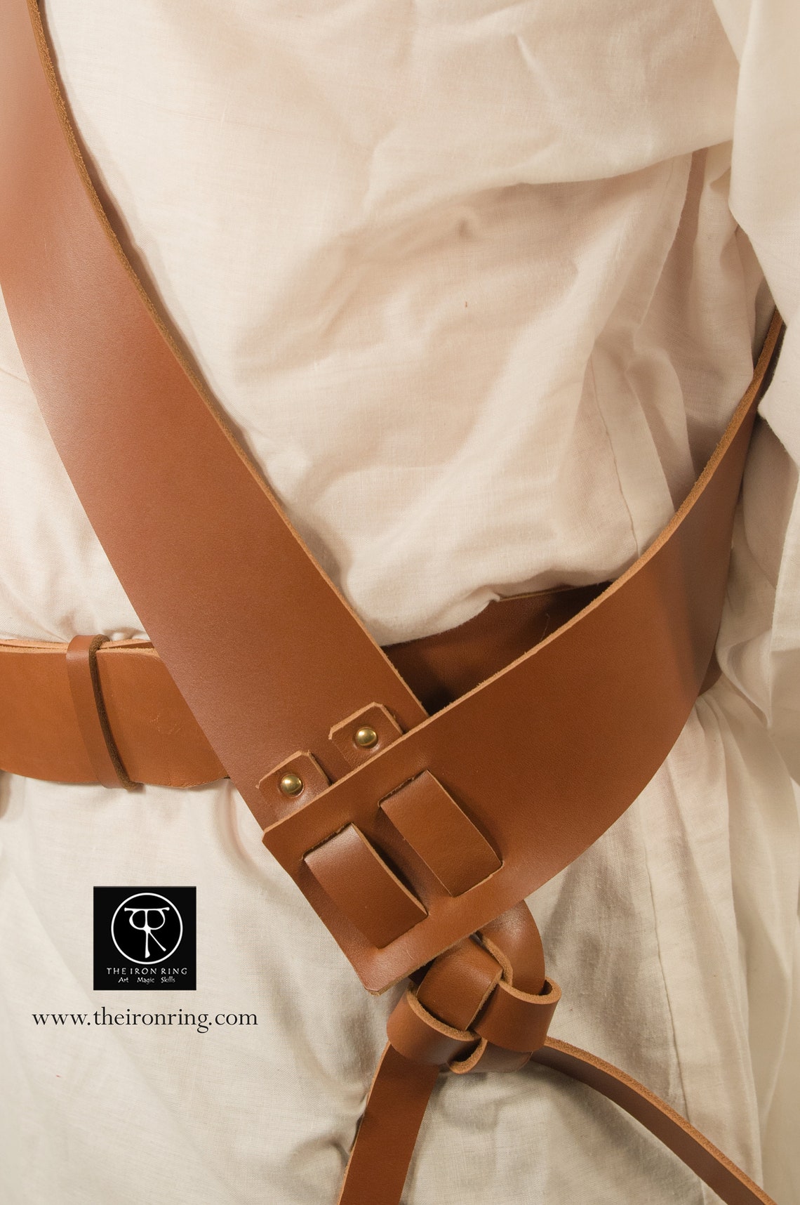 2.67 Inches Wide Leather Baldric With Brass Buckle, Pirate, Larp ...