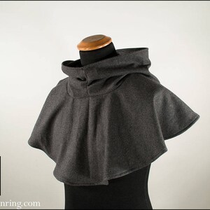Lyri Woolen Hooded Cape With Liripipe and Hight Neck, Fantasy Medieval ...