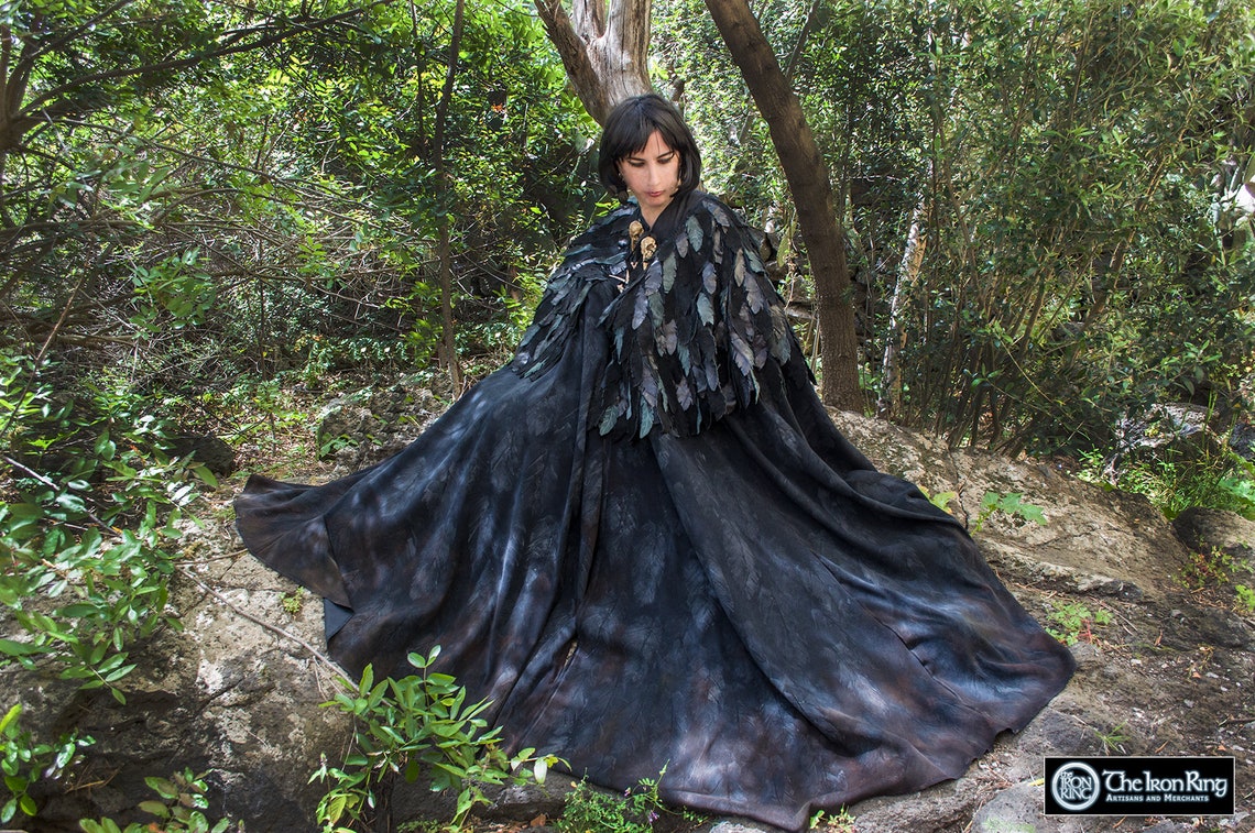 Raven Plumes Cloak Lord Fantasy Mage Sciaman Made to Order - Etsy