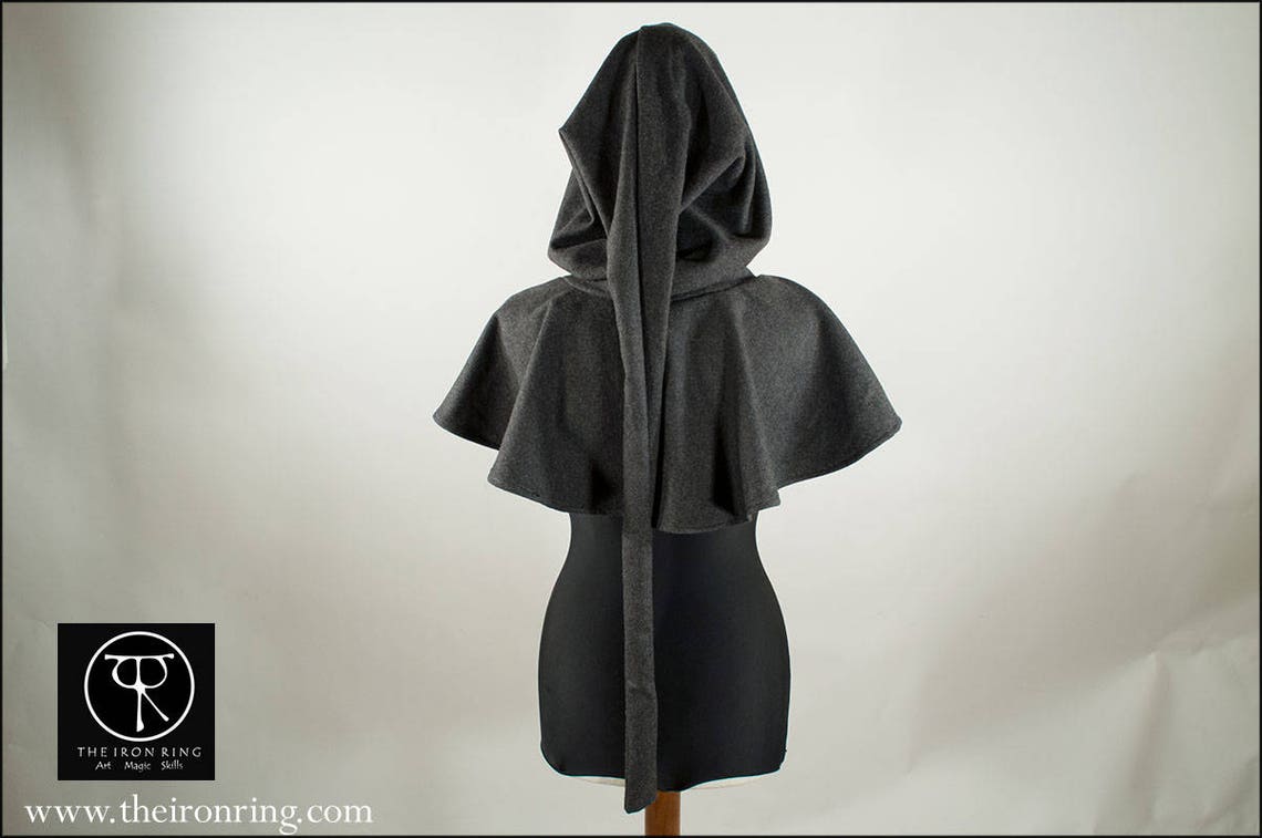 Lyri Woolen Hooded Cape With Liripipe and Hight Neck Fantasy | Etsy