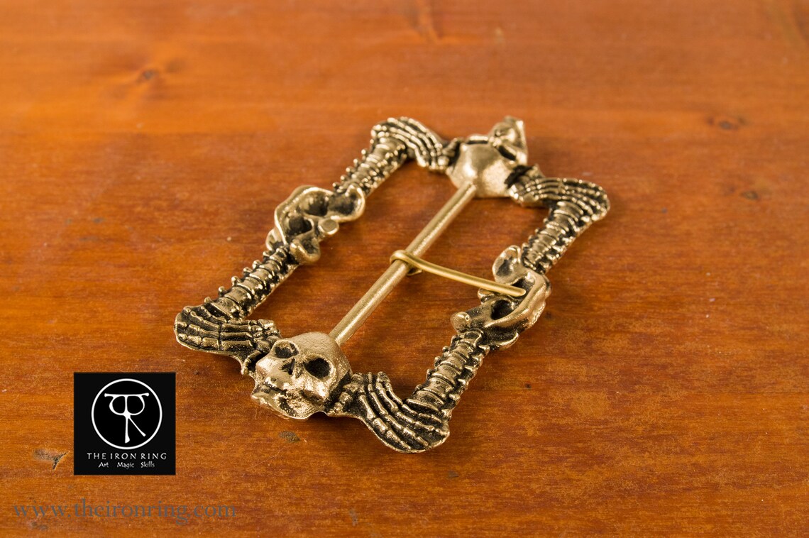 Pirate Buckle VI Skulls and Bones in Cast Brass, Also White Plated or ...