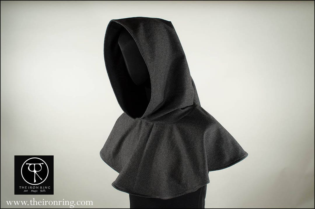 Lyri Woolen Hooded Cape With Liripipe and Hight Neck, Fantasy Medieval ...