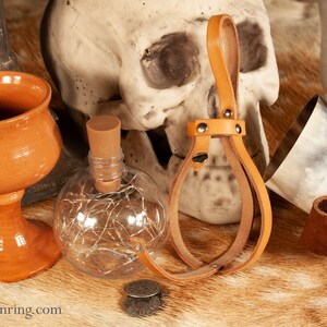 Round Potion Bottle With Led Lights and Leather Holder for Larp ...
