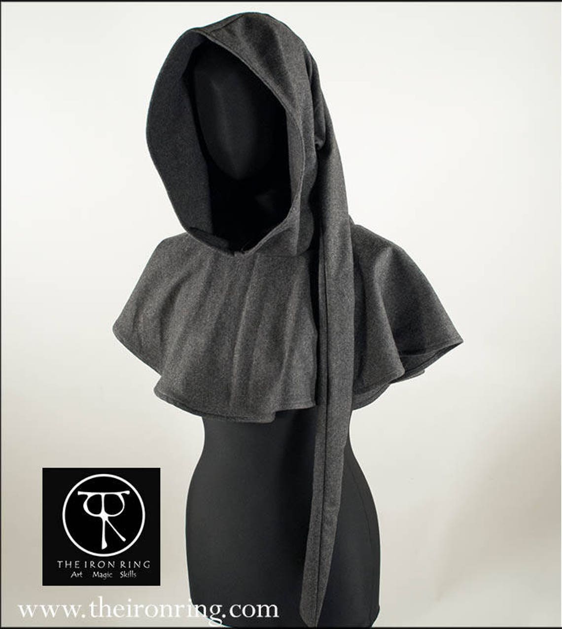 Lyri Woolen Hooded Cape With Liripipe and Hight Neck Fantasy | Etsy