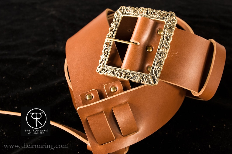 2.67 Inches Wide Leather Baldric With Brass Buckle, Pirate, Larp ...