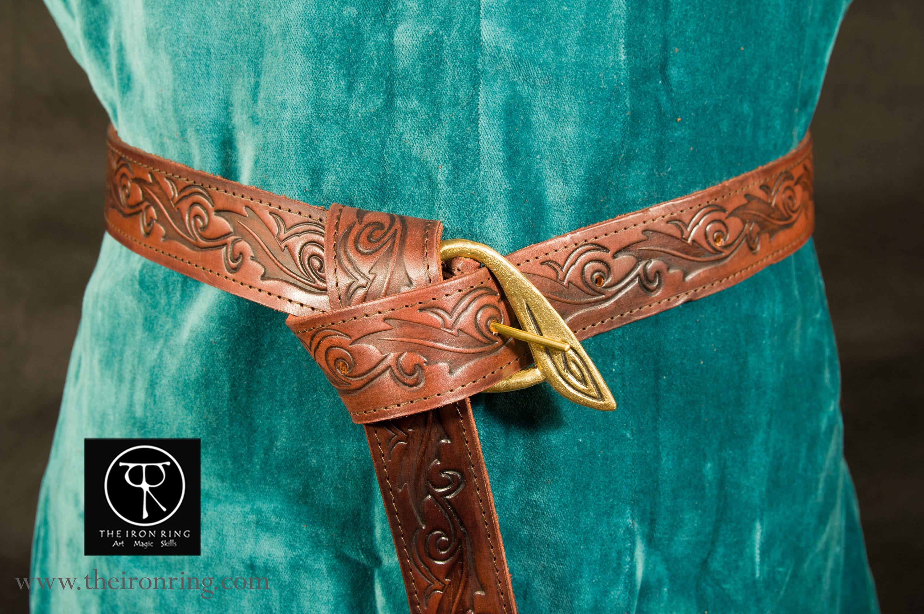 Elven Stamped With Leaf Motif Belt With Leaf Brass Buckle - Etsy