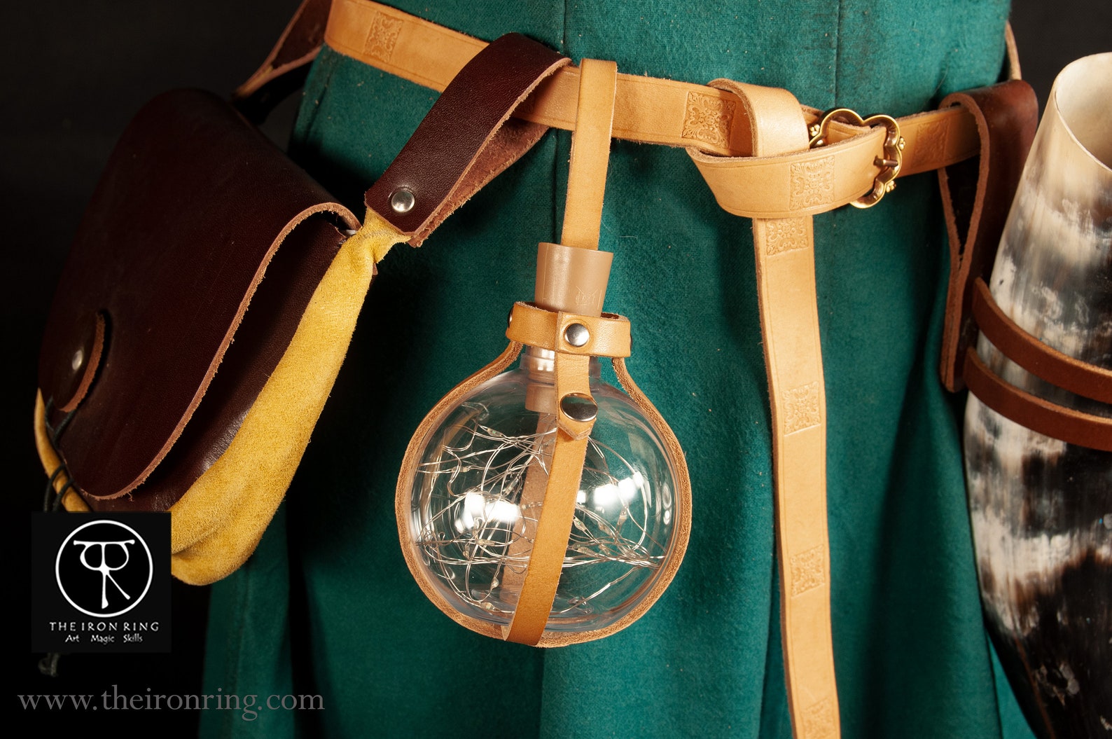 Round Potion Bottle With Led Lights and Leather Holder for Larp ...
