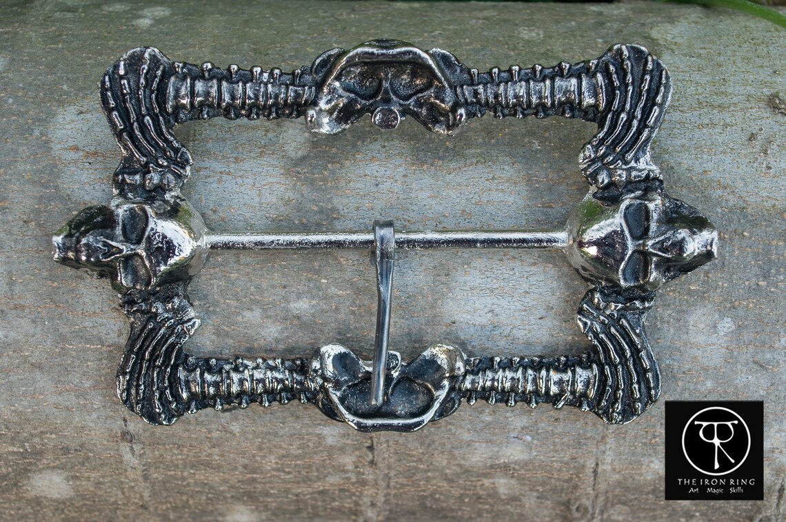 Pirate Buckle VI Skulls and Bones in Cast Brass, Also White Plated or ...