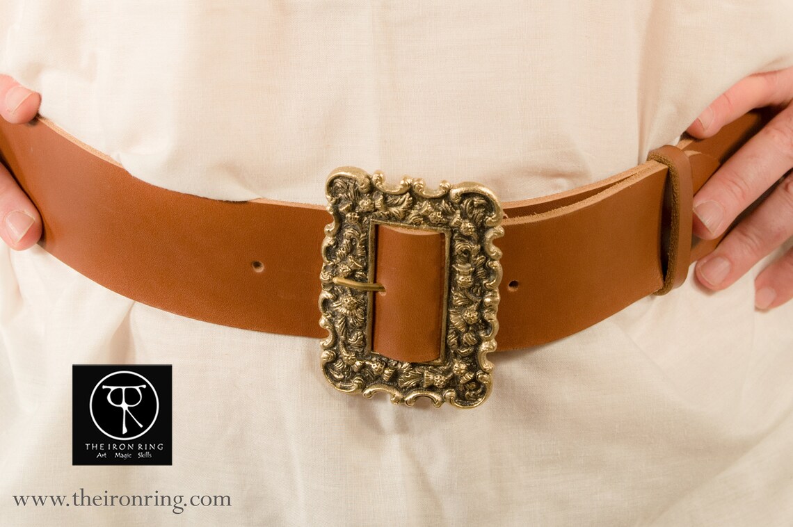 Fantasy Leather Belt With Brass Buckle V Eillian Larp - Etsy