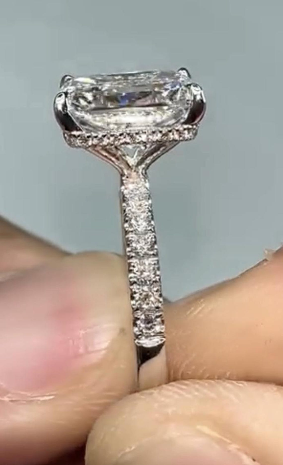 Radiant Cut Moissanite Engagement Ring, Radiant Cut Engagement Ring ...