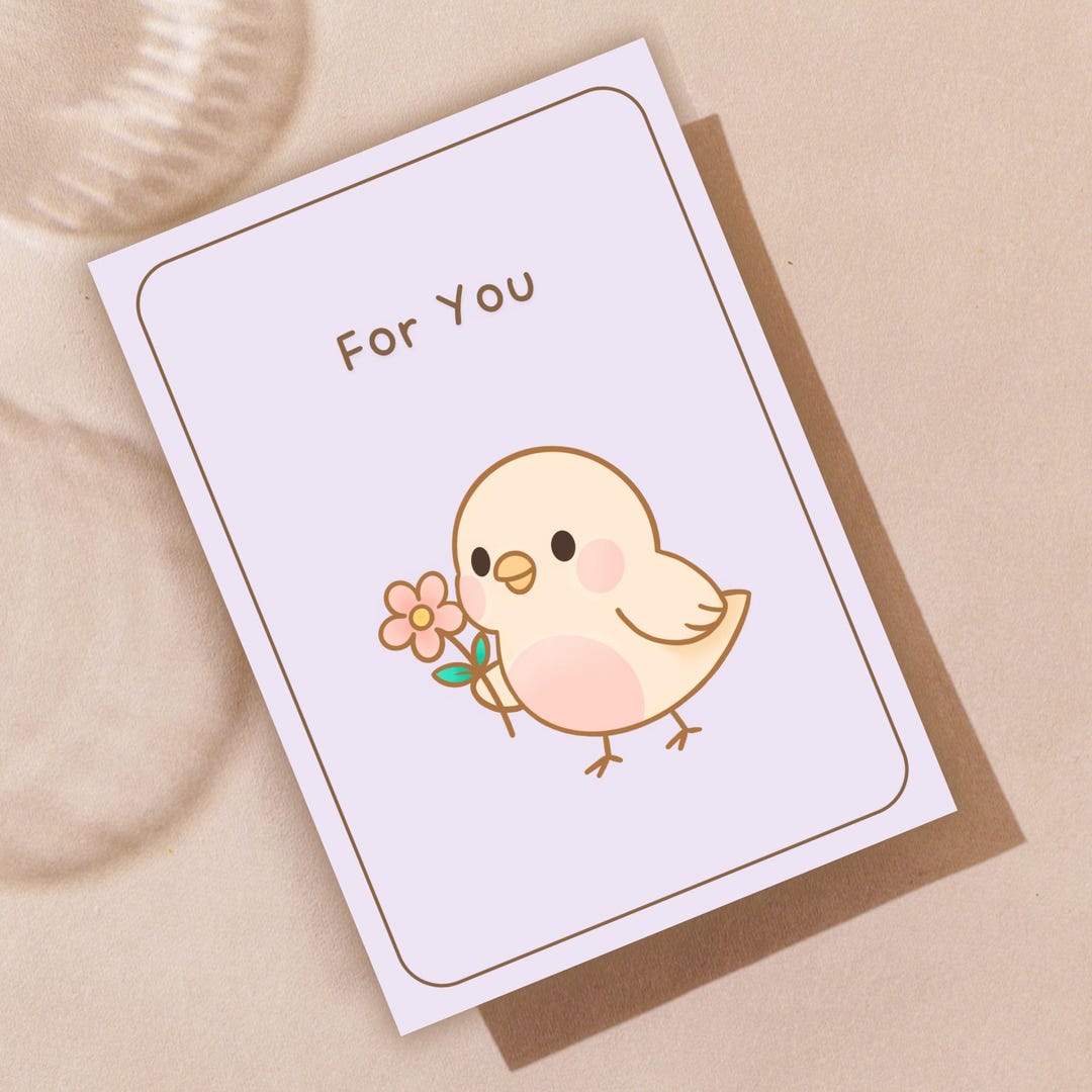 For You - Cute Illustrated Love Card | Sweet Bird Greeting Card ...