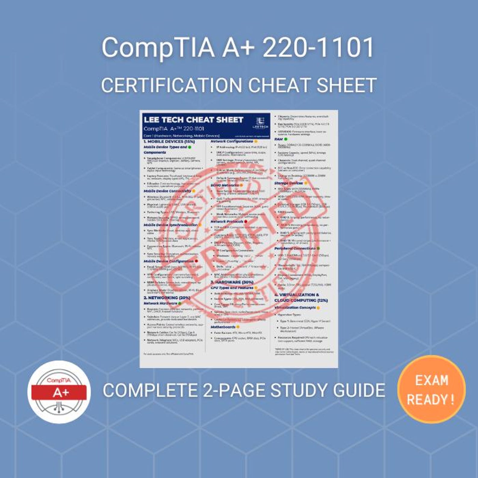 Comptia A+ Core 1 Certification Cheat Sheet PDF | Study Guide | Exam ...