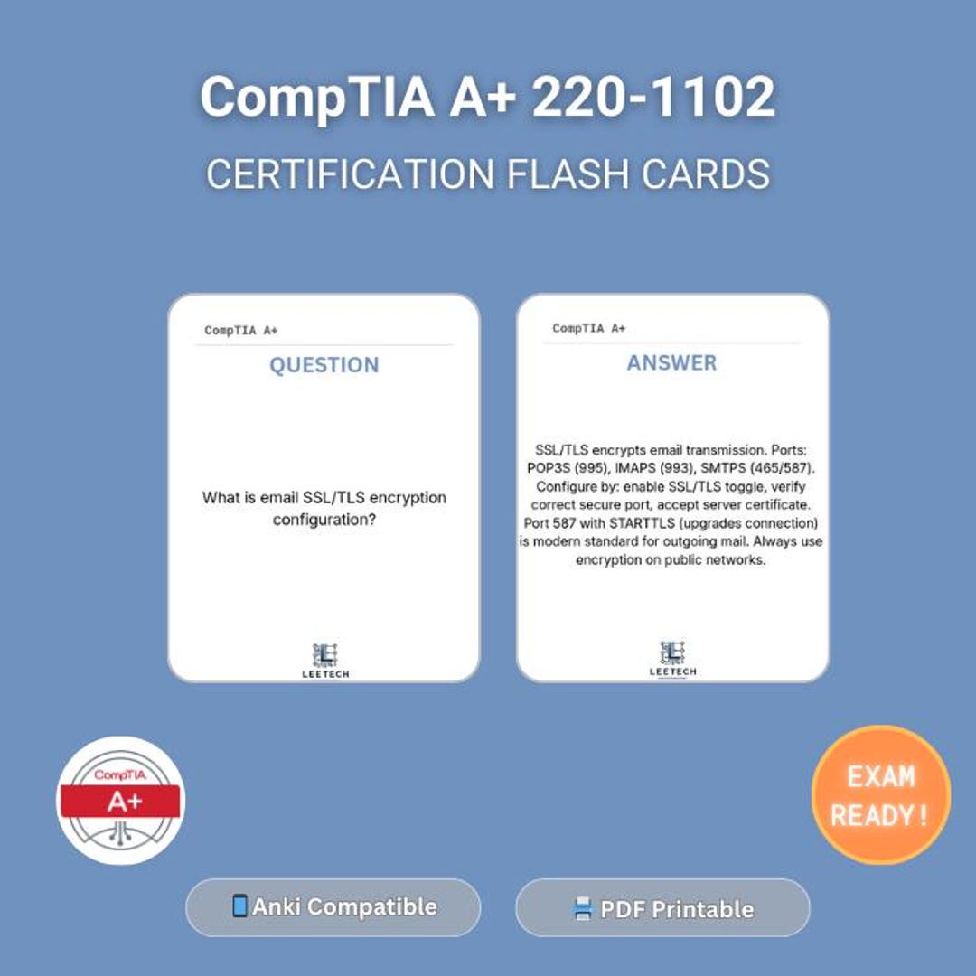 Comptia A+ 220-1102 Flashcards Study Guide | Printable PDF + Anki ...
