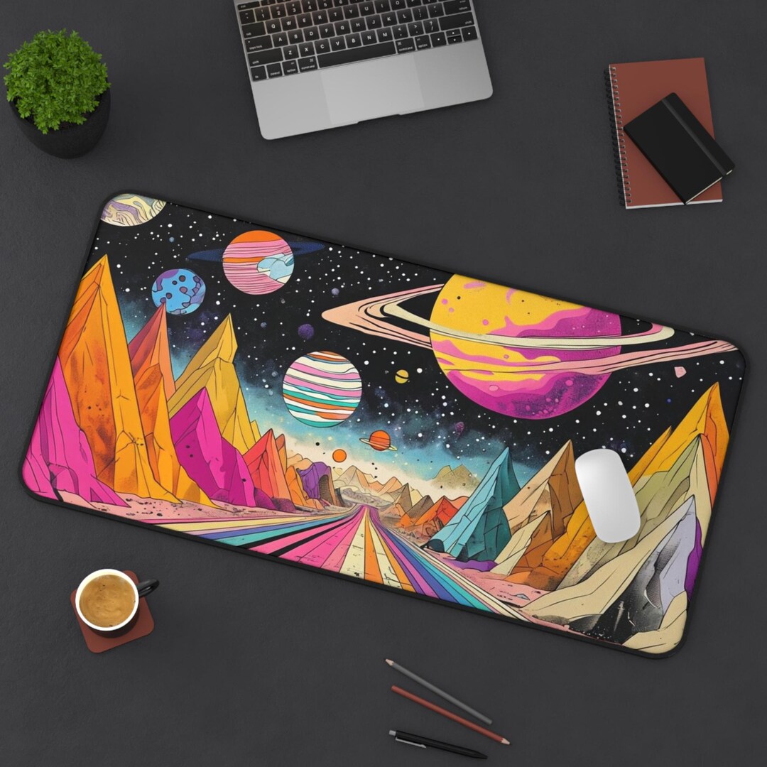 Cosmic Desk Mat Space Desk Accessories Galaxy Office Decor Planet Theme ...