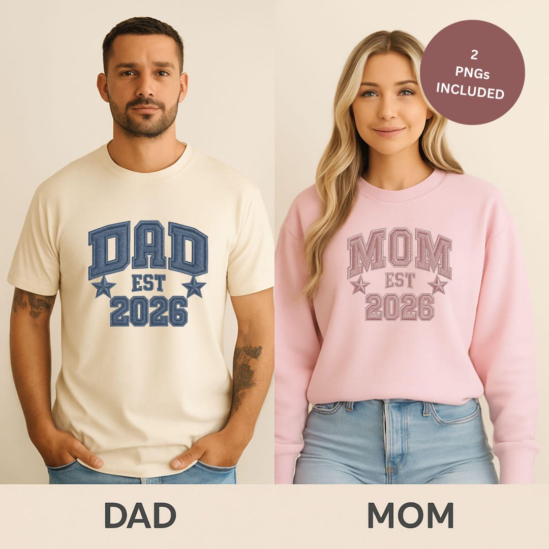 Mom Dad Est 2026 PNG, New Mommy and Daddy Sublimation Clipart ...