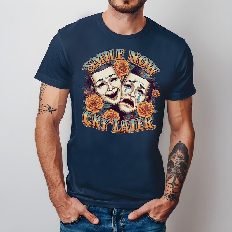 Smile Now Cry Later PNG | Retro 70s Psychedelic Mask Art | Roses ...