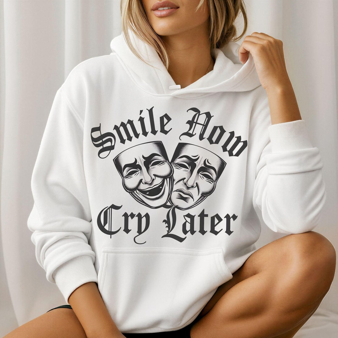 Smile Now Cry Later PNG, Tattoo PNG, Theater Masks, Sublimation Design ...