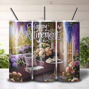 Happy Retirement Tumbler Wrap PNG, 20oz Skinny Tumbler Sublimation ...