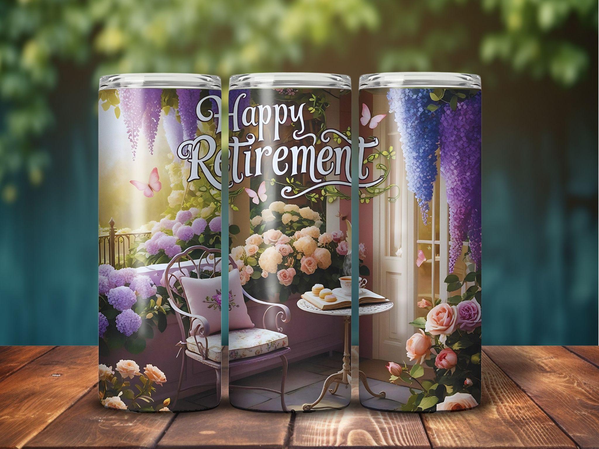 Happy Retirement Tumbler Wrap PNG, 20oz Skinny Tumbler Sublimation ...