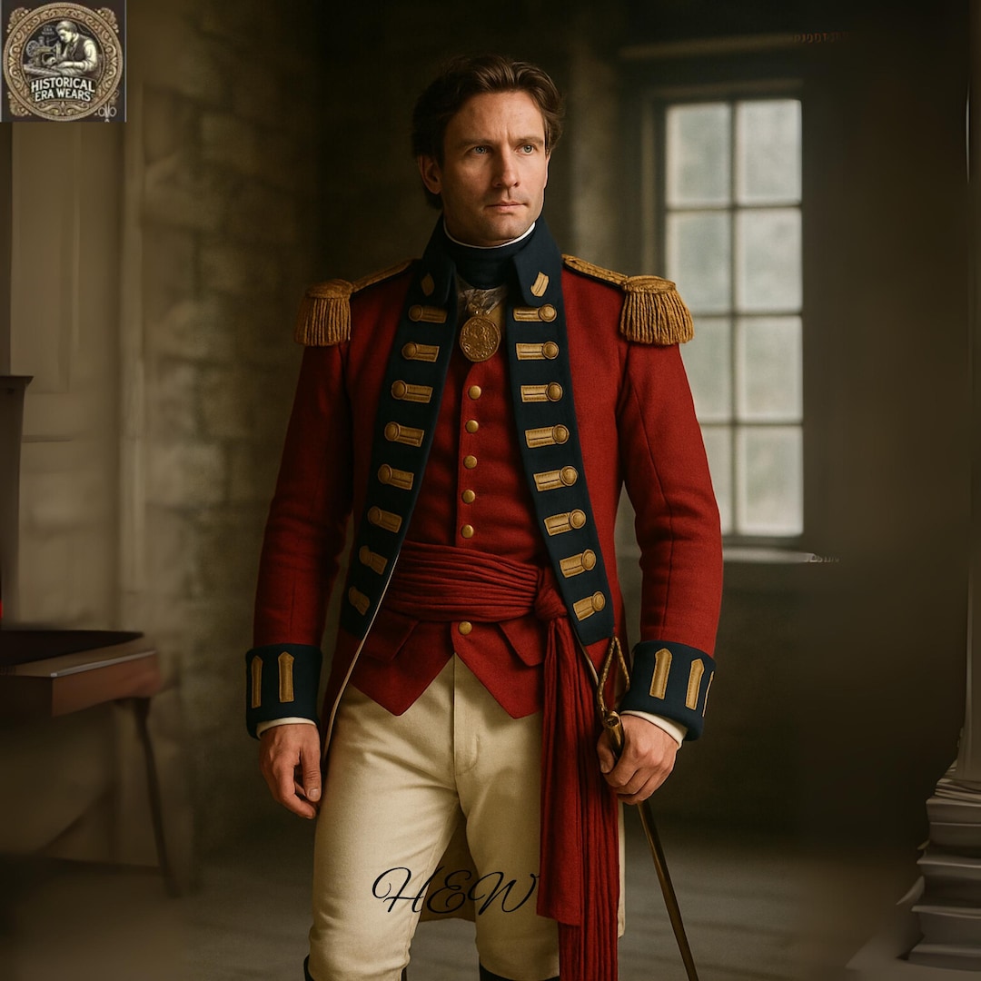 British Red Wool Officer's Coat - 18th Century Military Uniform Replica ...
