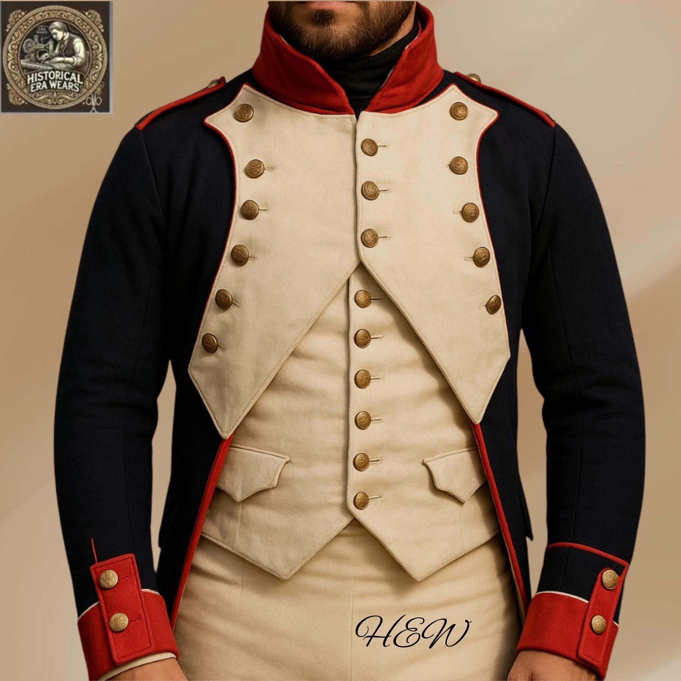 Men's Napoleonic Wool Military Coat - French Imperial Army Reenactment ...