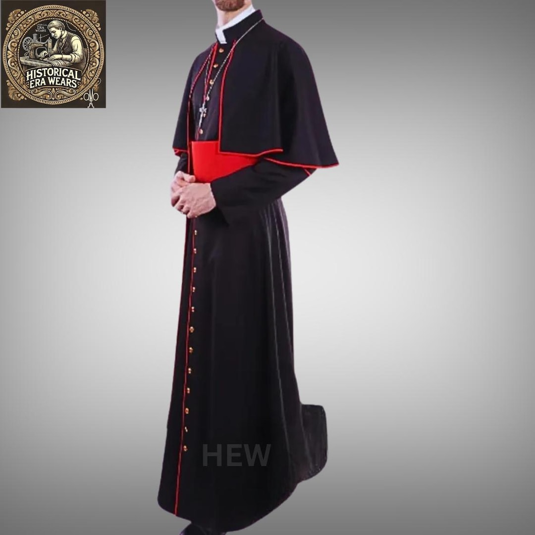 Handmade Black Clergy Robe – Custom-tailored Priest Cassock ...