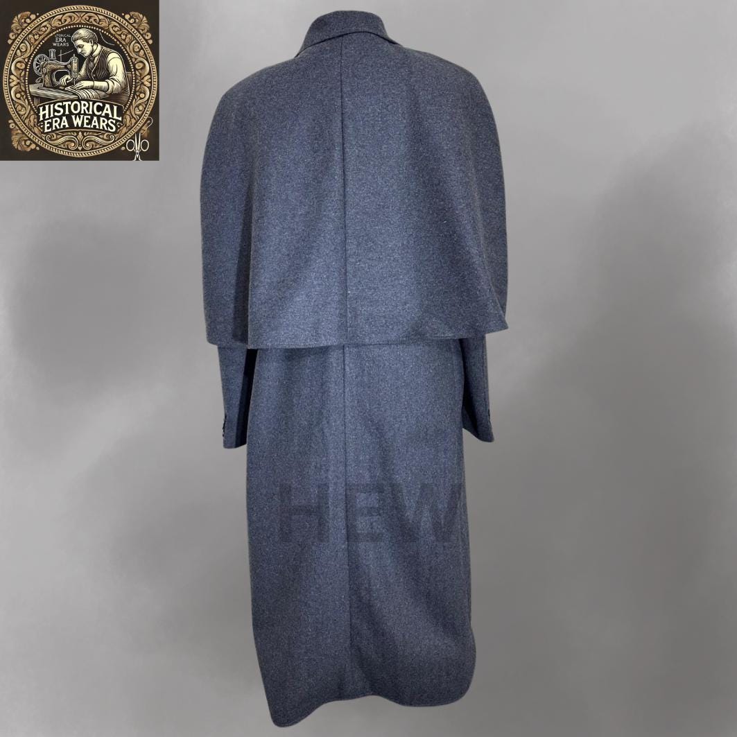 Handmade Men's Grey Wool Inverness Cape Coat – Victorian Sherlock ...