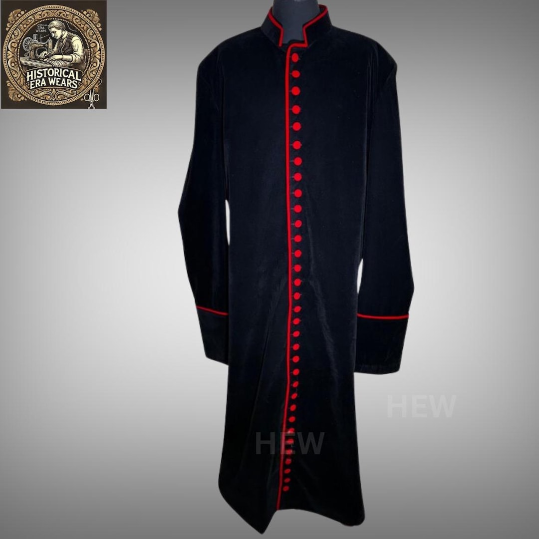 New Catholic Black Roman Cassock – Luxurious Velvet Clergy Robe ...