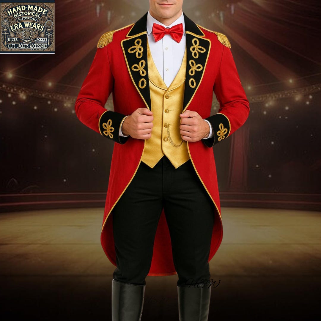 Red Wool Circus Tailcoat - Victorian Ringmaster Costume - Greatest ...