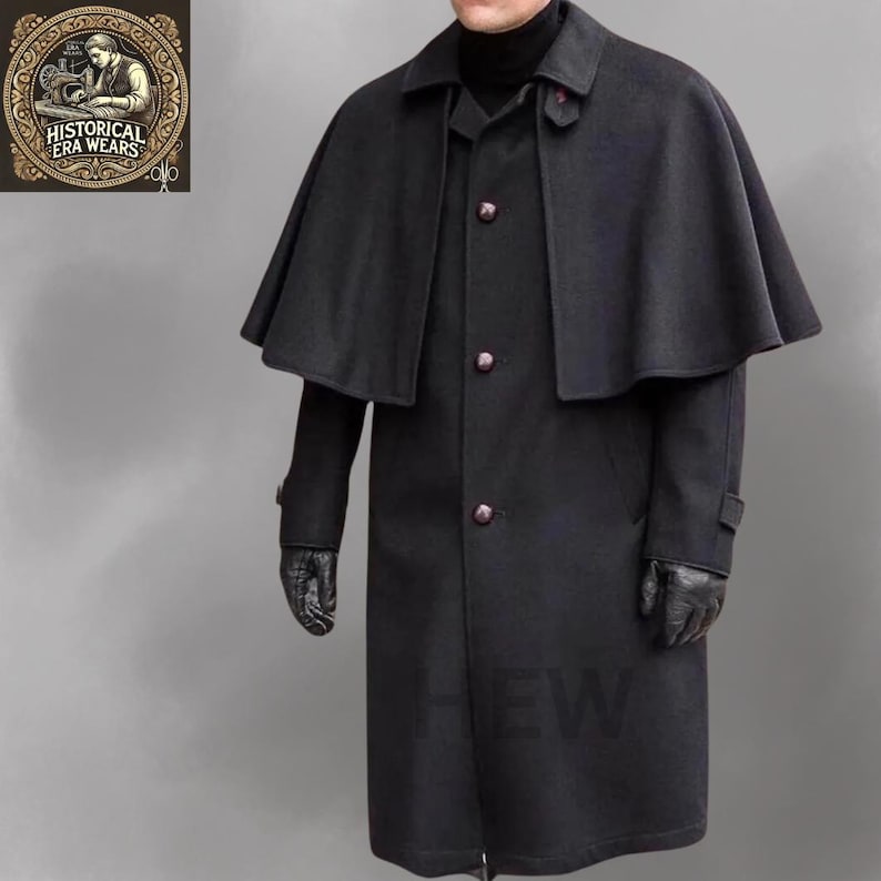 Regency Wool Garrick Overcoat - Victorian Cape Coat, Historical ...