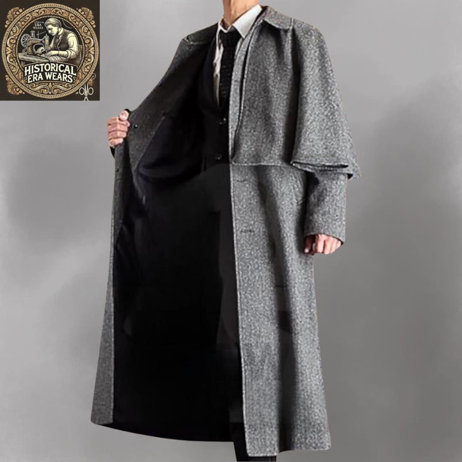 Handmade Inverness Cape Coat – Custom Wool Overcoat With a Classic Cape ...