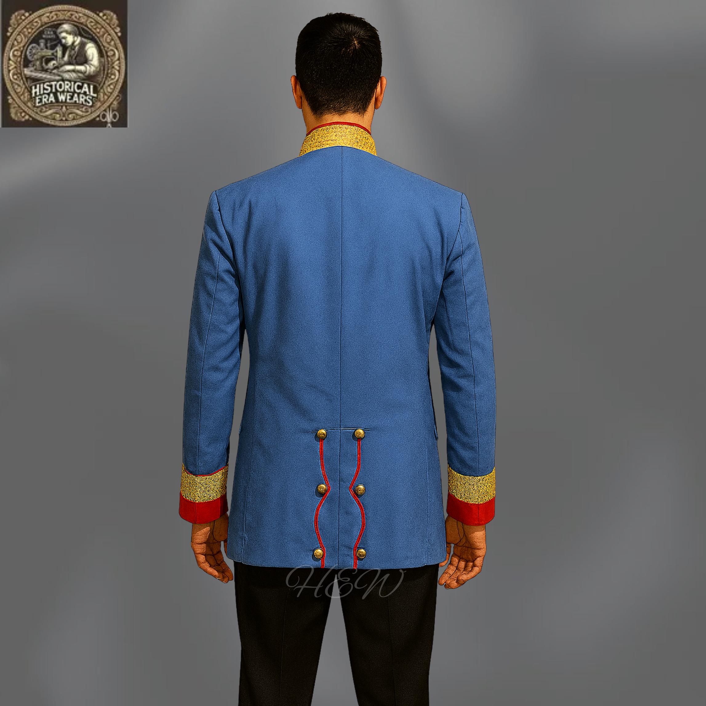 Handmade Wool Regency Officer Uniform - Gold Embroidered Military Coat ...