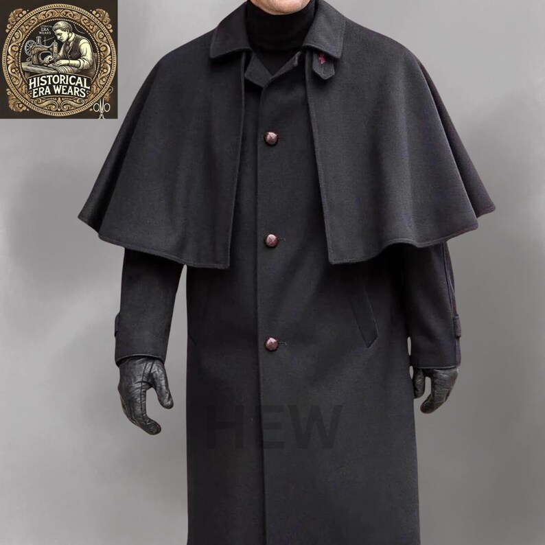 Regency Wool Garrick Overcoat - Victorian Cape Coat, Historical ...