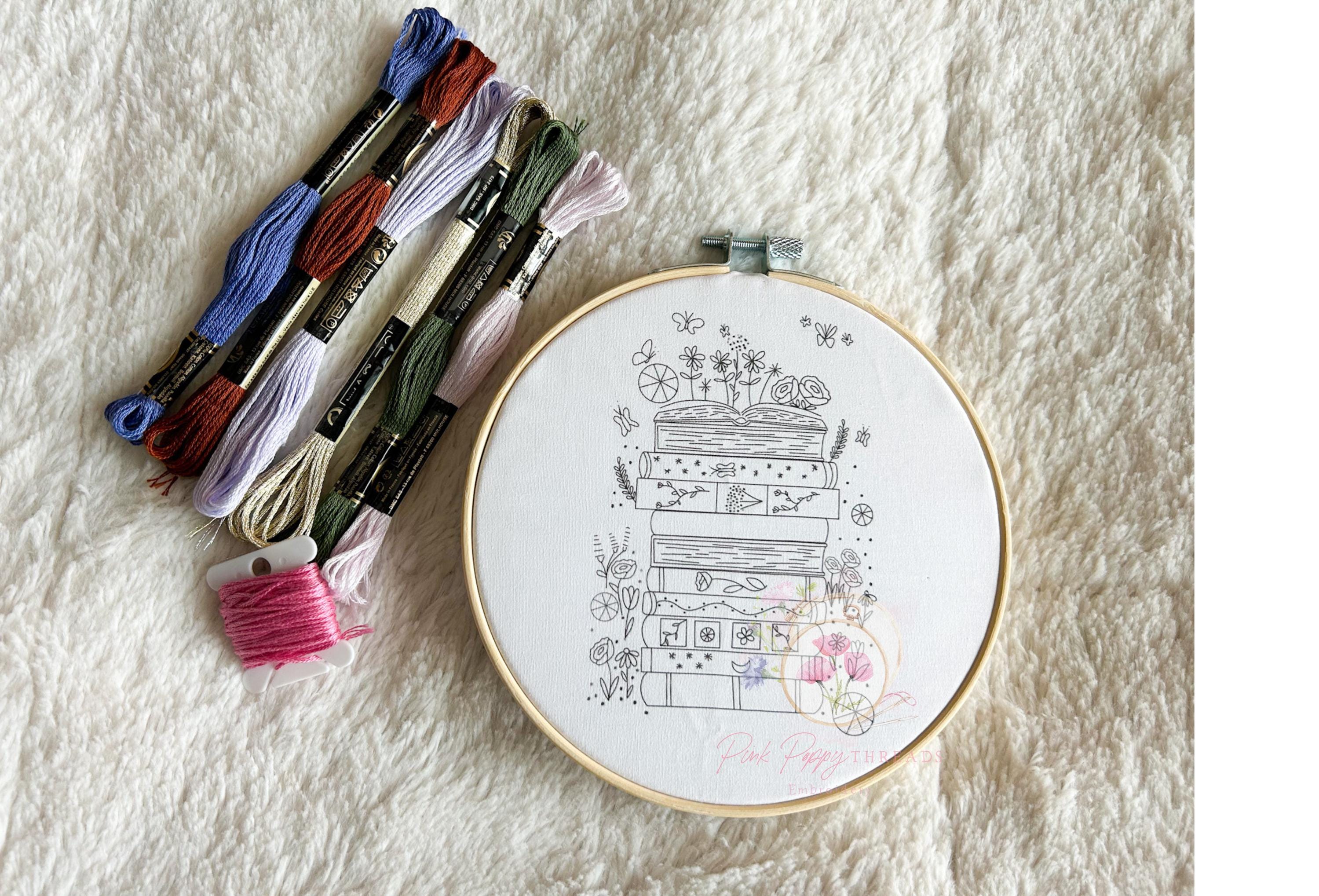 DIY Embroidered Floral Book Stack, Floral Stick & Stitch, Book Girl ...