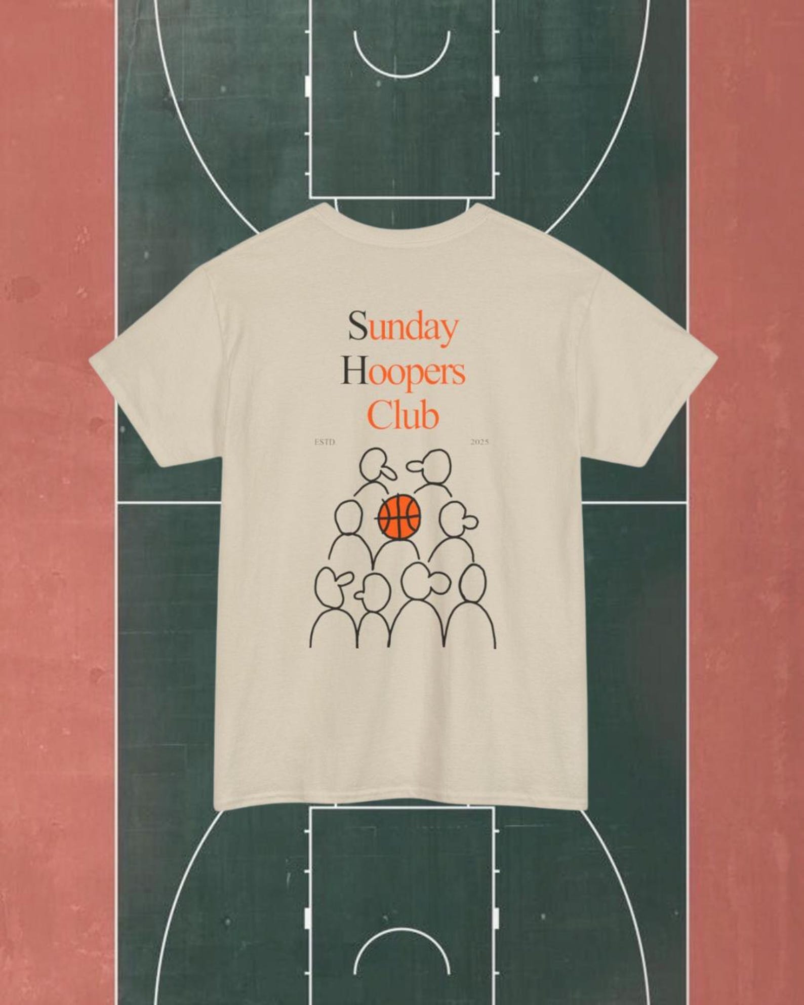 Aesthetic Basketball T-shirt | Sunday Hoopers Club Unisex Heavy Weight ...
