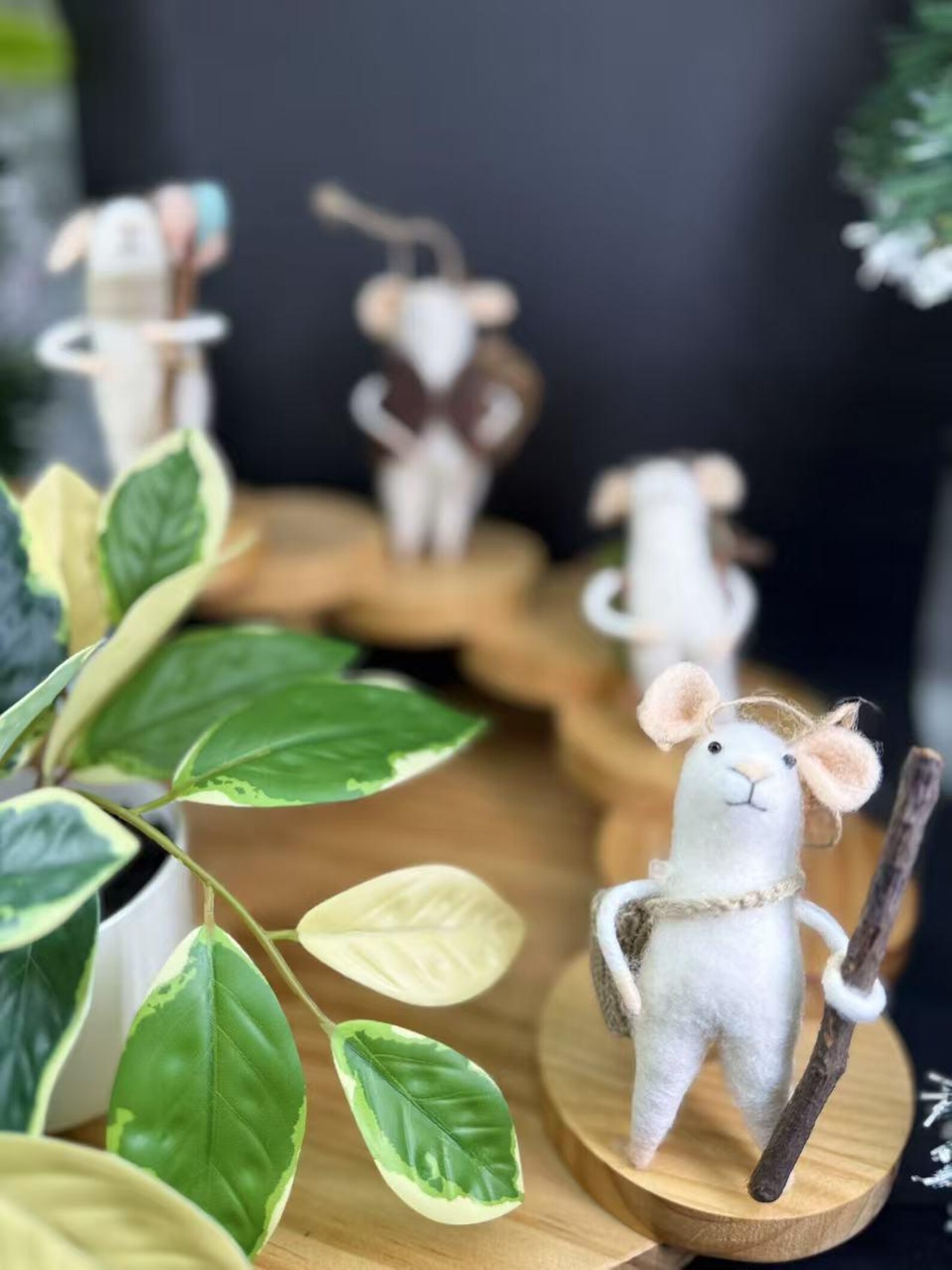 Felt-made Four Travelling Mouse Brothers, Holiday Wool Mouse Hanging ...