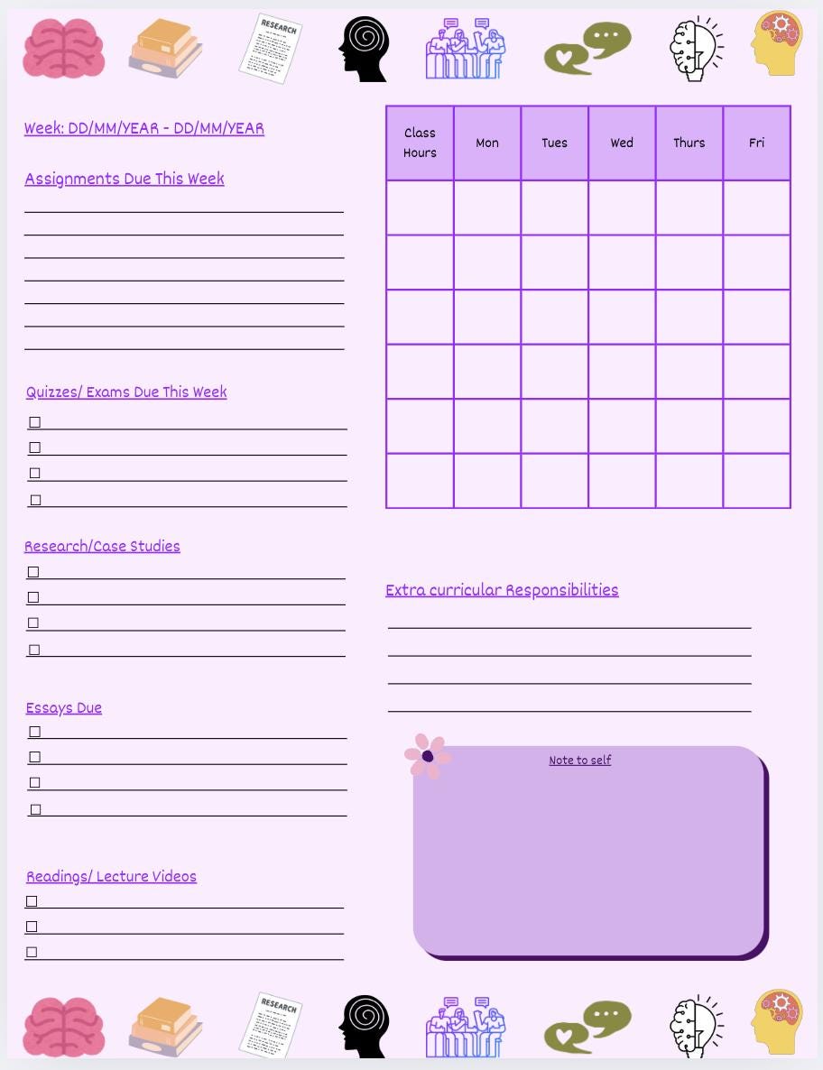 Psychology Major To-do List Template - Etsy