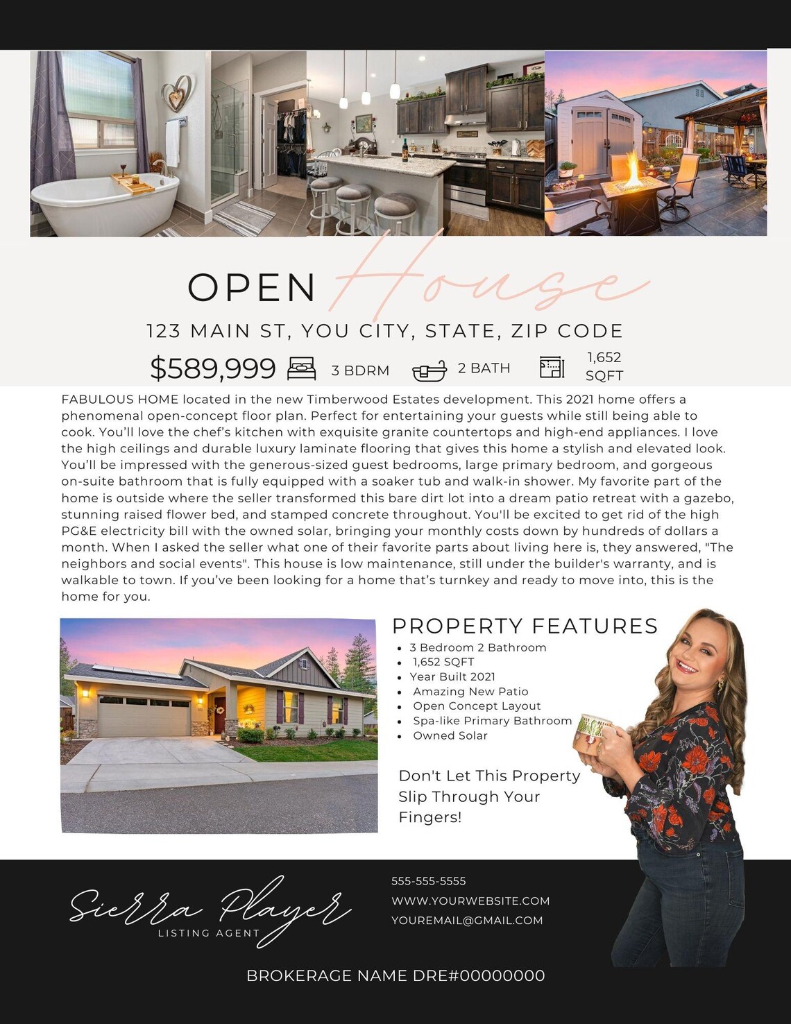 Editable Real Estate Open House Flyer | Canva Template | Realtor ...