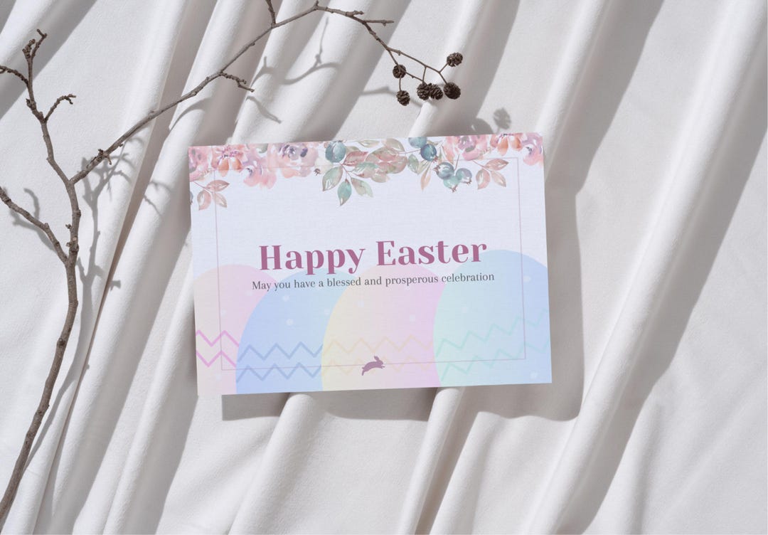 10 Easter Cards, Digital Printable Cards, Easter Holiday, Greeting Cards Floral, Multicolor ...