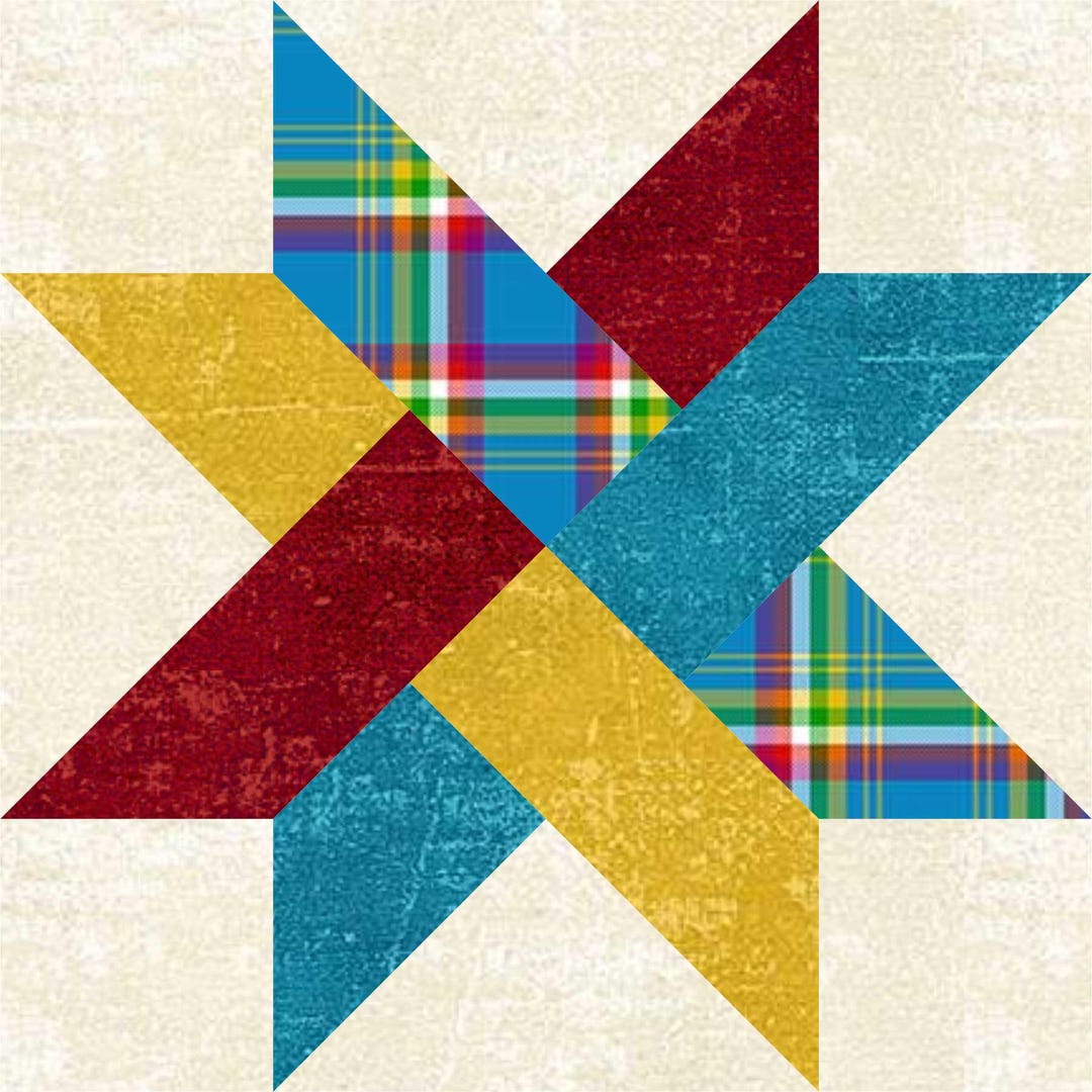Woven Star Quilt Block Pattern | PDF Instant Download | 6 8 9 12 Inch ...